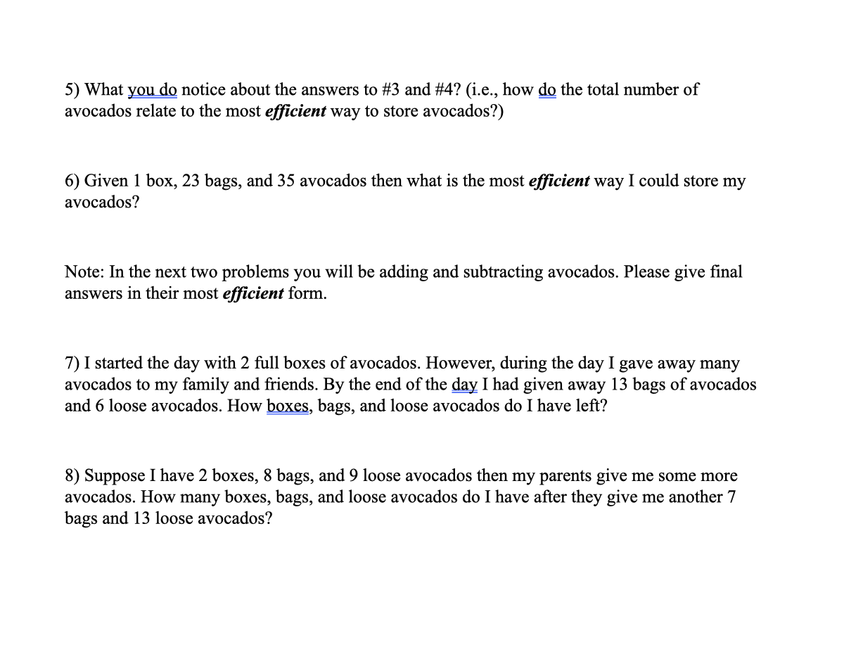 Solved Transitioning to Place Value I grow avocados in my | Chegg.com