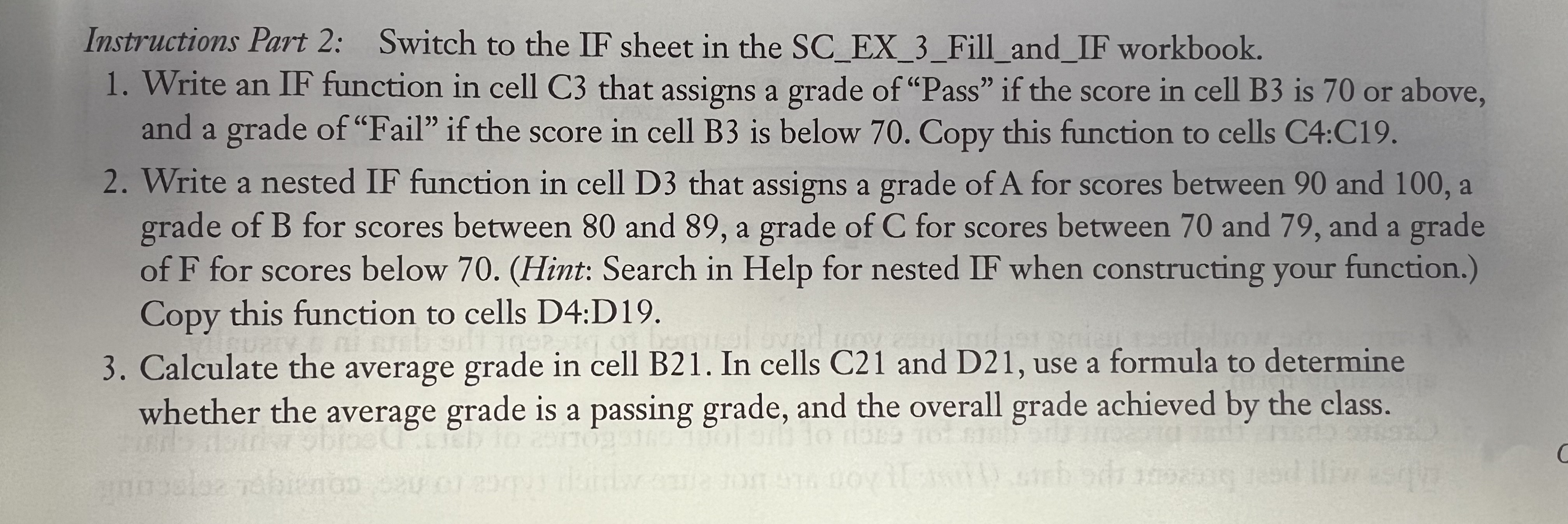 Solved Instructions Part 2: Switch to the IF sheet in the | Chegg.com