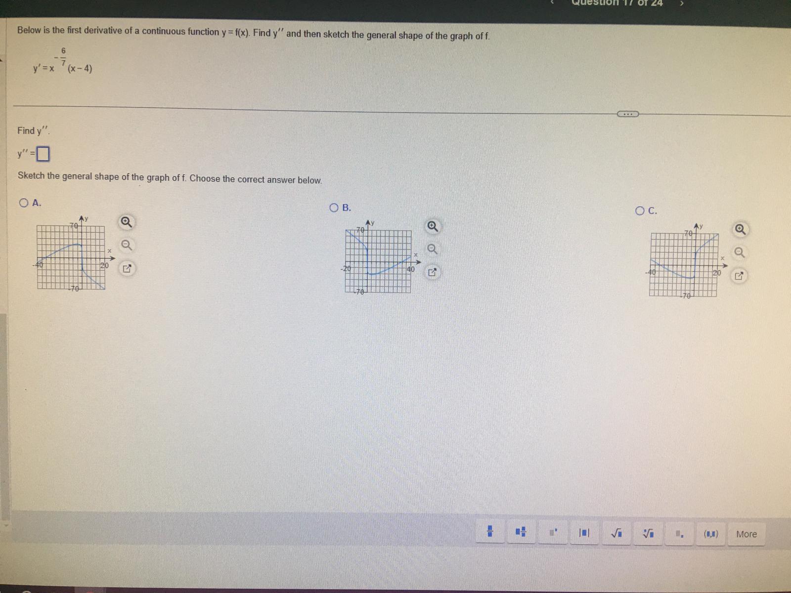 Solved Below is the first derivative of a continuous | Chegg.com