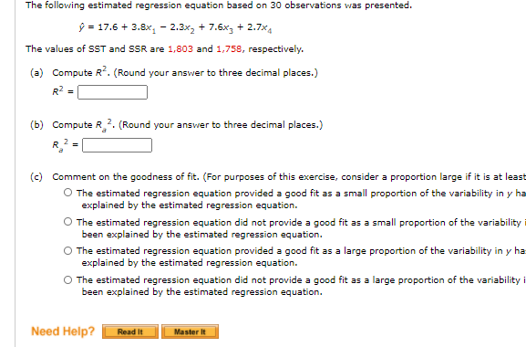 Solved The following estimated regression equation based on | Chegg.com