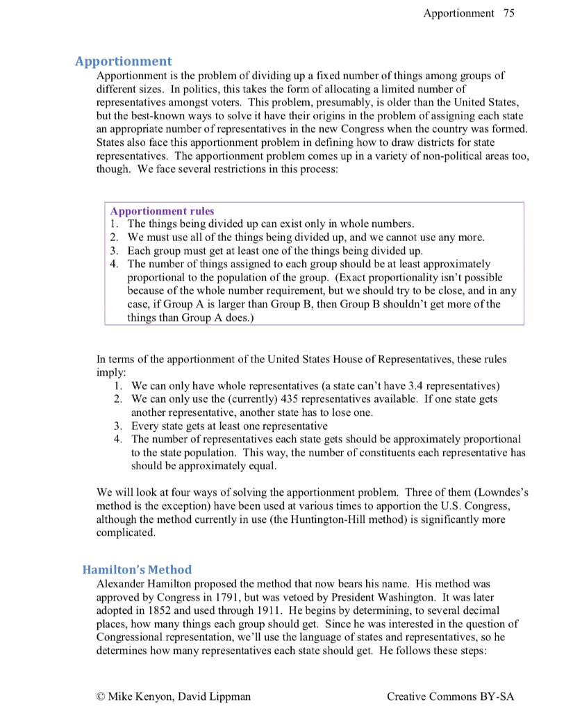 Solved Apportionment 75 Apportionment Apportionment is the | Chegg.com