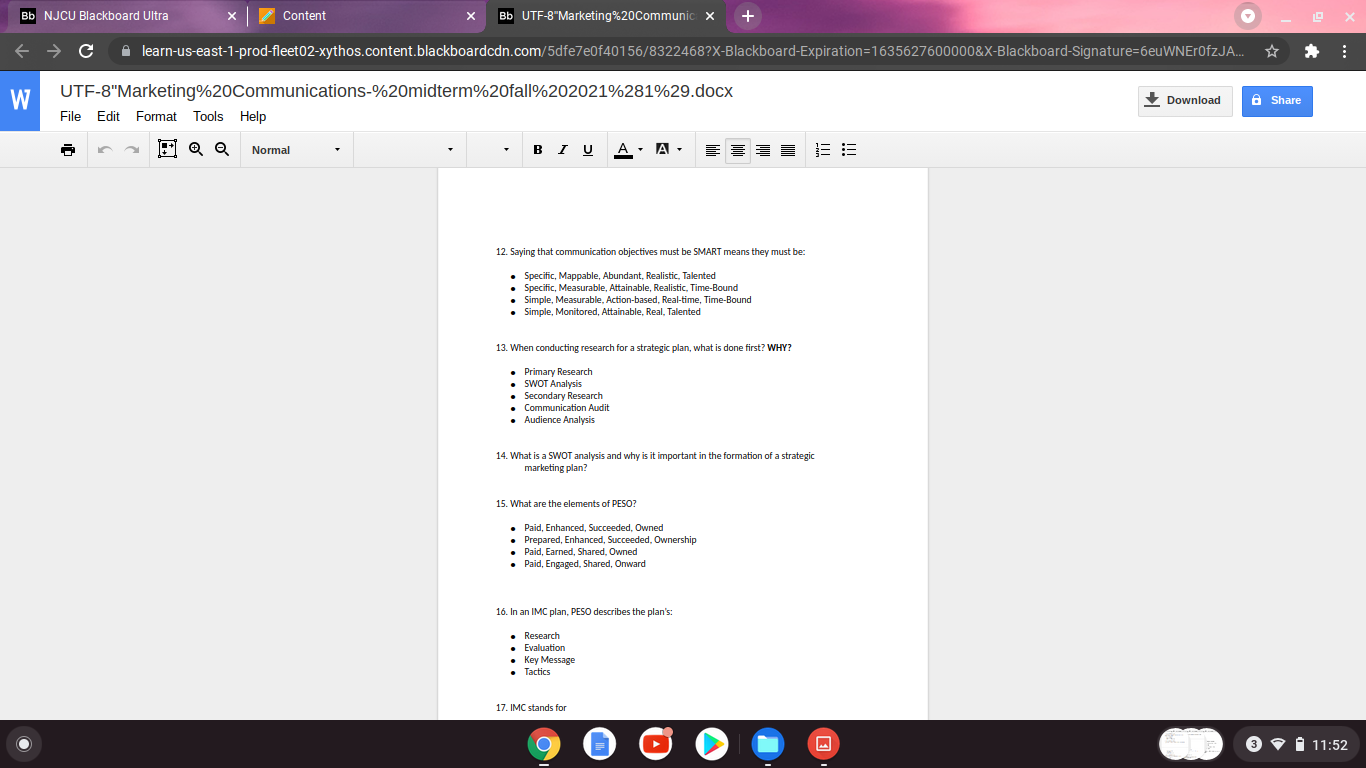 Bb NJCU Blackboard Ultra Content Bb | Chegg.com