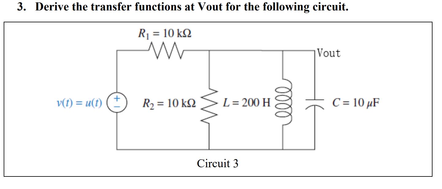Solved Derive the transfer functions at ﻿Vout for the | Chegg.com