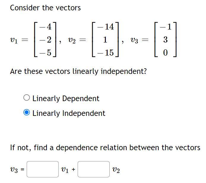 Solved Consider the vectors | Chegg.com