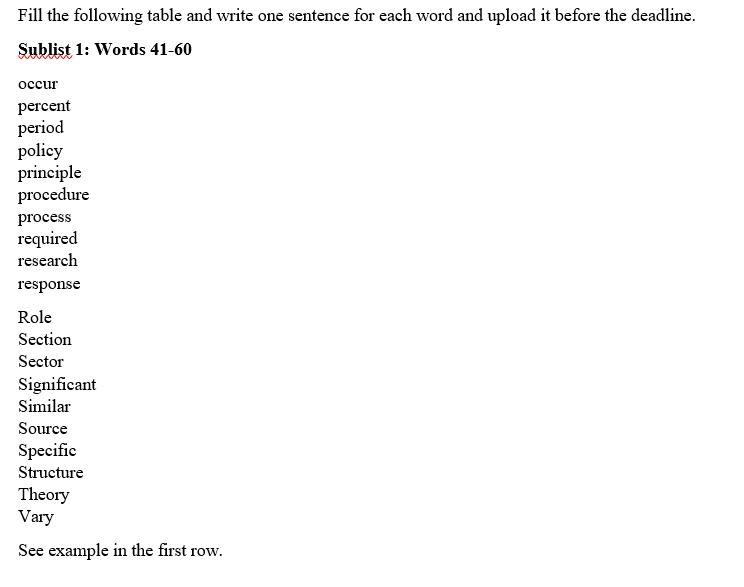Solved Fill the following table and write one sentence for | Chegg.com