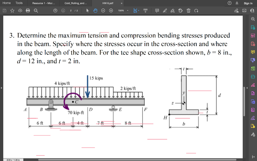 3. Determine the maximum tension and compression | Chegg.com