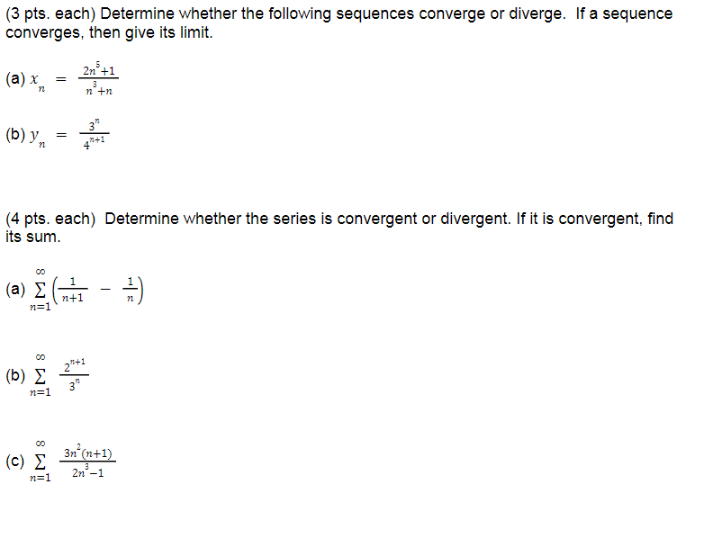 Solved 3 Pts Each Determine Whether The Following