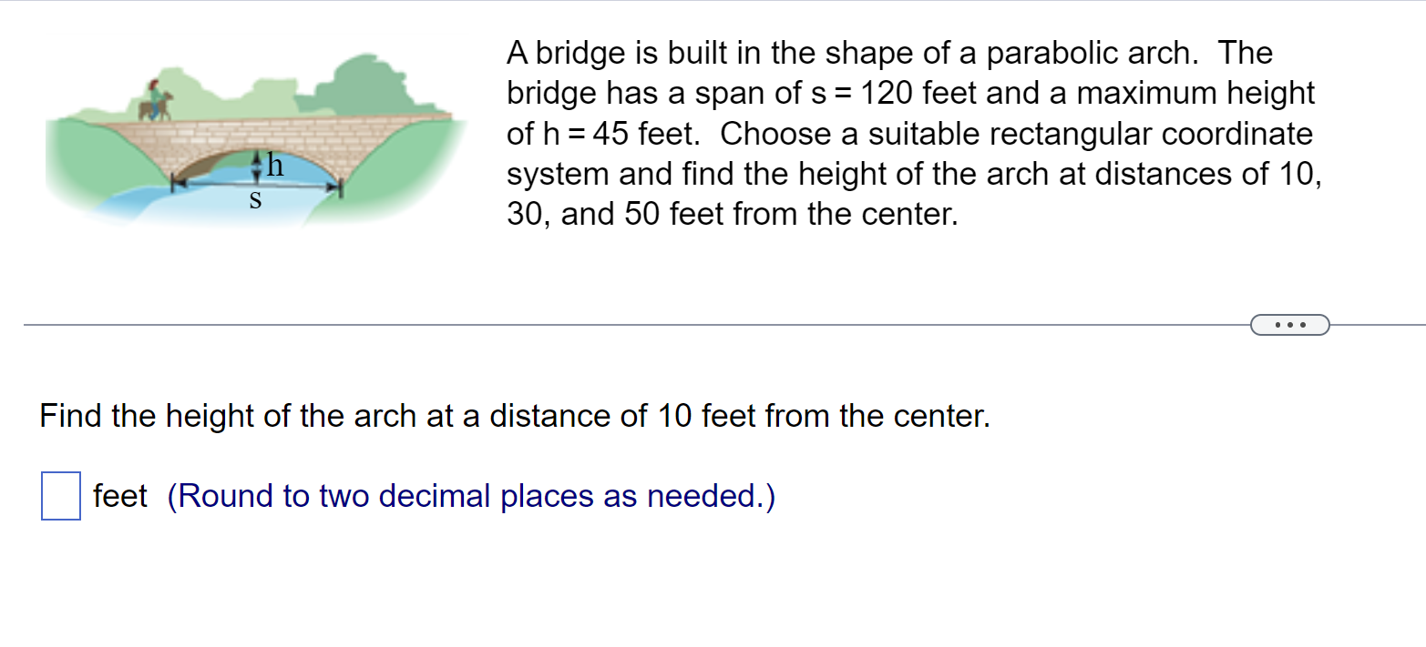 Solved A bridge is built in the shape of a parabolic arch. | Chegg.com