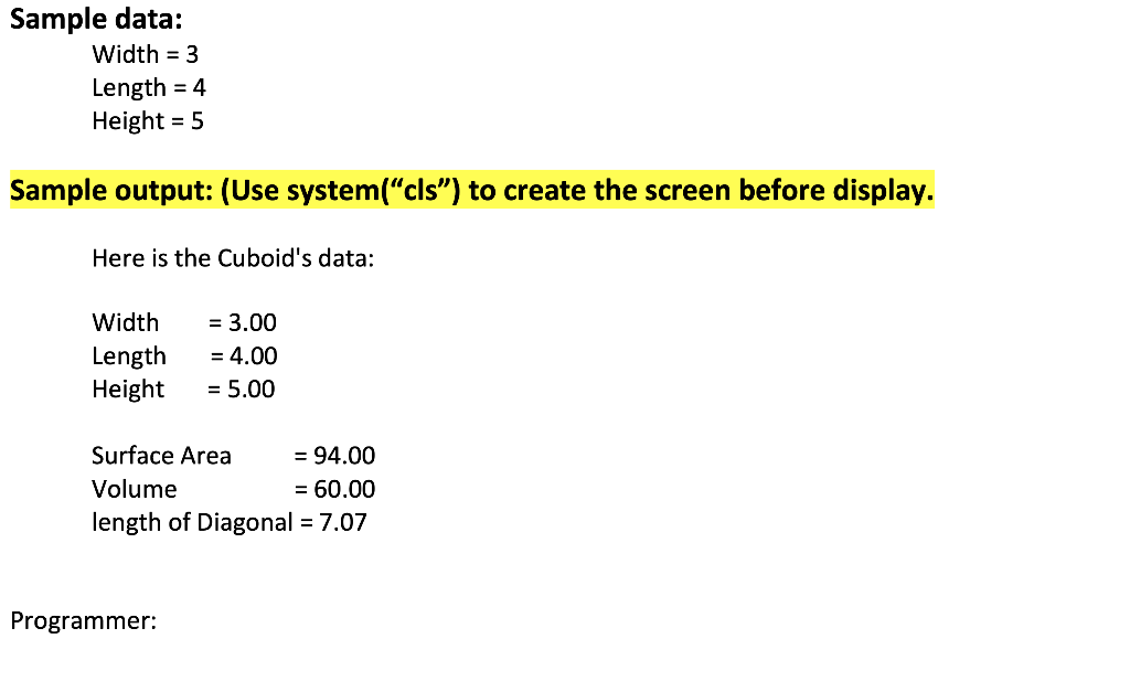 Solved Write a program that demonstrates the Cuboid class by | Chegg.com