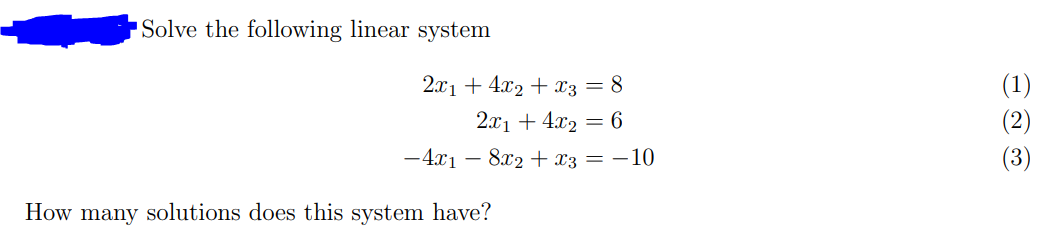 Solved Solve the following linear system 2c1 + 4c2 + 23 = 8 | Chegg.com