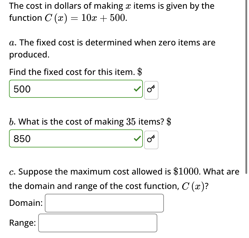 Solved The cost in dollars of making x items is given by the | Chegg.com