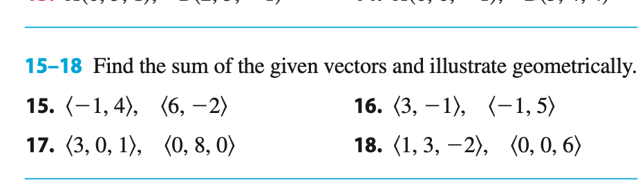 Solved 15-18 Find the sum of the given vectors and | Chegg.com