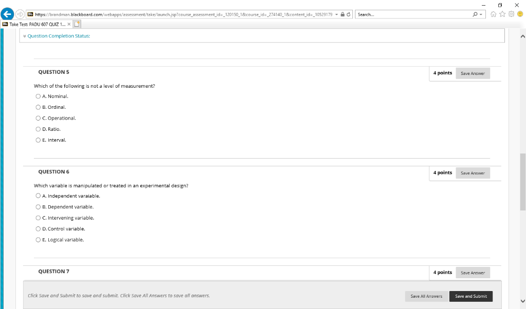 Solved w https brandman. blackboard.com/webapps/assessment | Chegg.com
