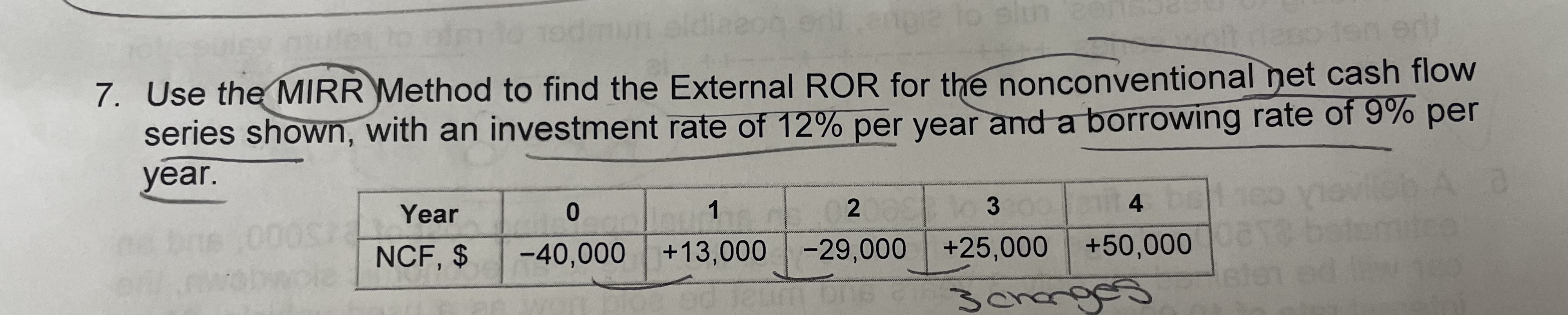 Solved 7. Use the MIRR Method to find the External ROR for | Chegg.com