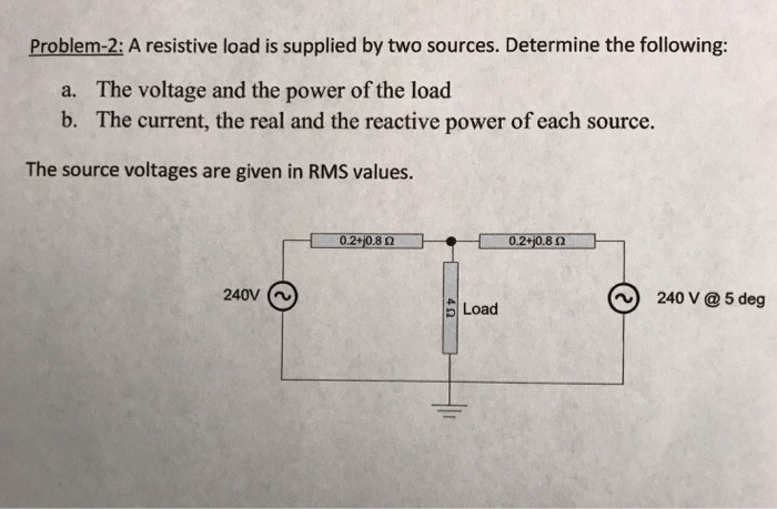Solved A resistive load is supplied by two sources. | Chegg.com