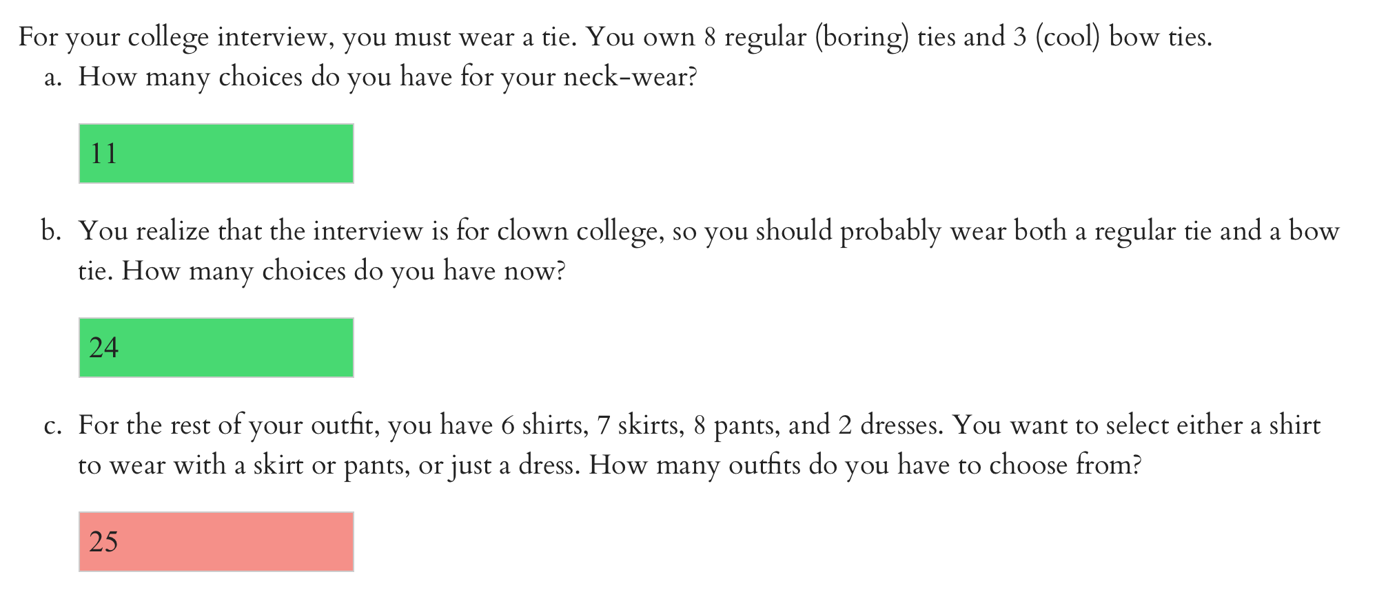 Solved For your college interview, you must wear a tie. You | Chegg.com