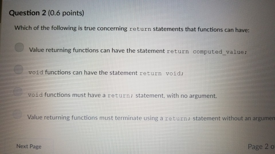 Solved Question 2 (0.6 points) Which of the following is | Chegg.com