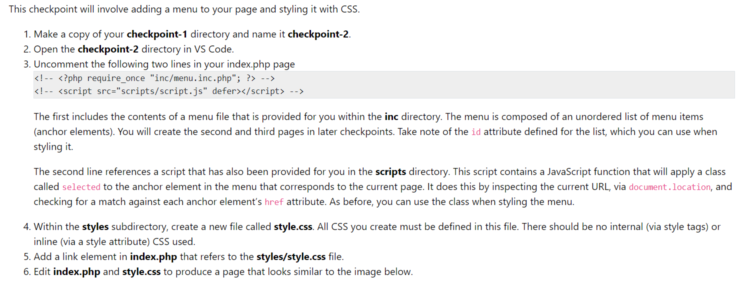 Solved This checkpoint will involve adding a menu to your | Chegg.com
