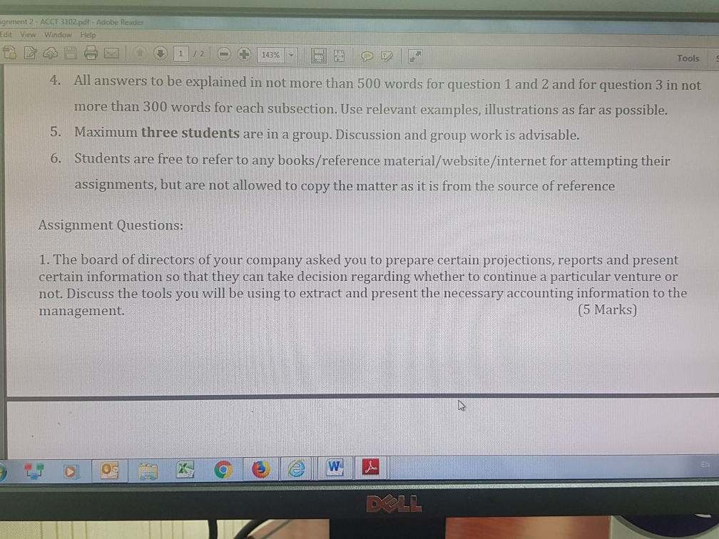 gnment 2 ACCT 3102.pdf- Adobe Reader Edit View Window | Chegg.com