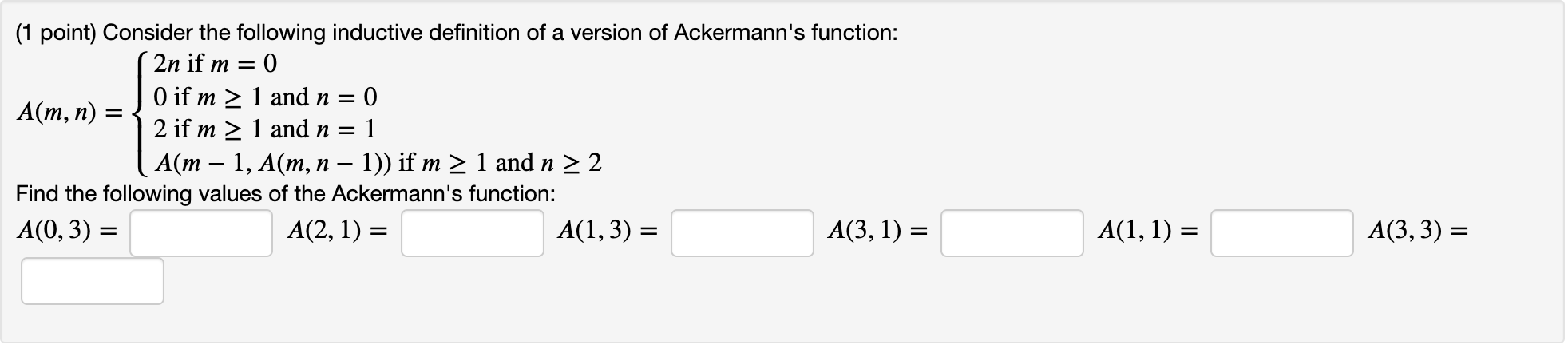 Solved = (1 point) Consider the following inductive | Chegg.com
