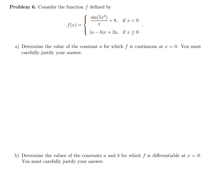 Solved Problem 6. Consider the function f defined by | Chegg.com