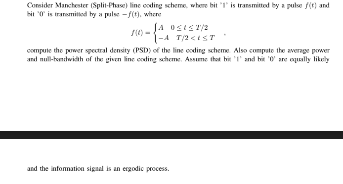 Solved Consider Manchester (Split-Phase) line coding scheme, | Chegg.com