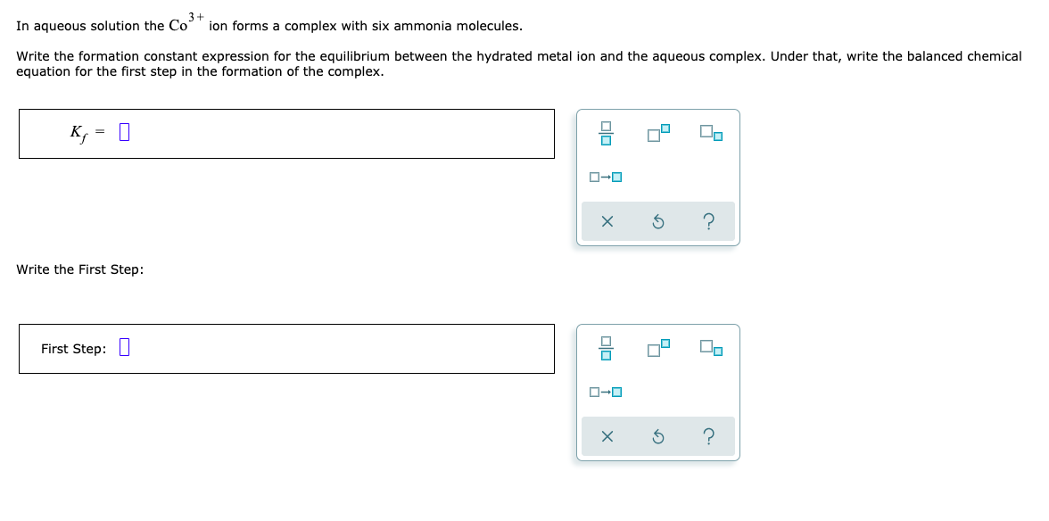Solved In aqueous solution the Co" ion forms a complex with | Chegg.com