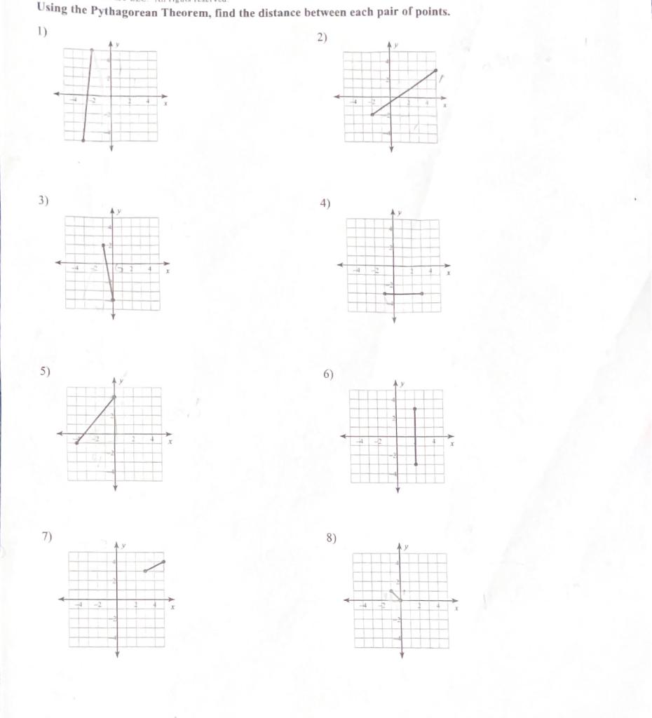 Solved Using the Pythagorean Theorem, find the distance | Chegg.com