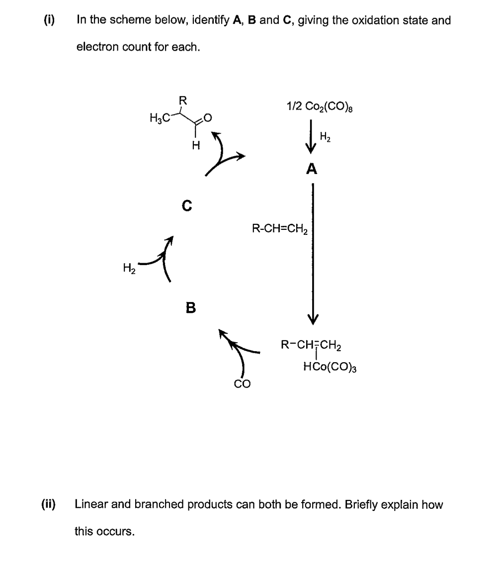 Solved (i) In the scheme below, identify A, B and C, giving | Chegg.com