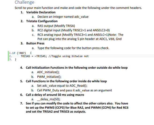 Solved Code : // CONFIG1 #pragma config FOSC = INTOSC | Chegg.com