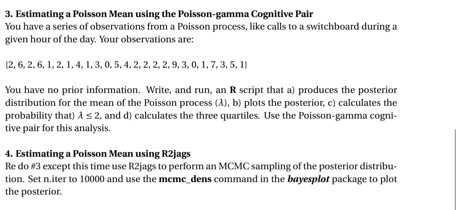 3. Estimating a Poisson Mean using the Poisson-gamma | Chegg.com
