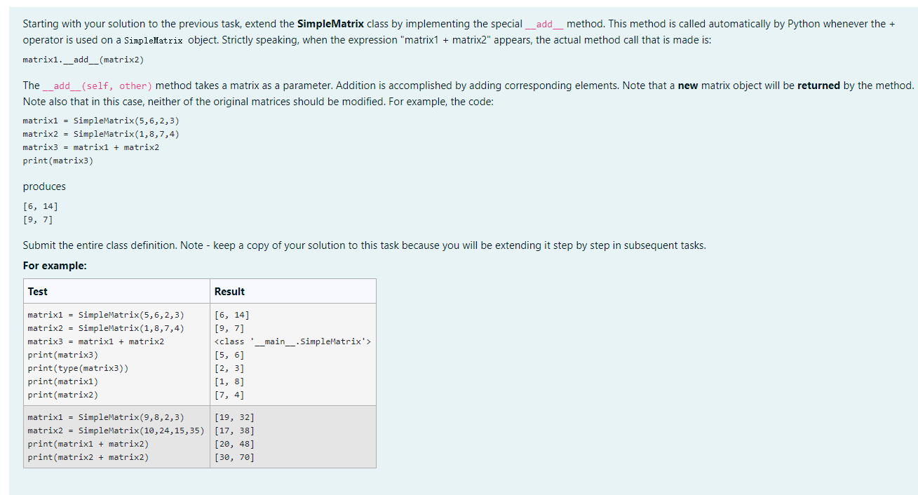 Solved Design a class named SimpleMatrix which represents a | Chegg.com