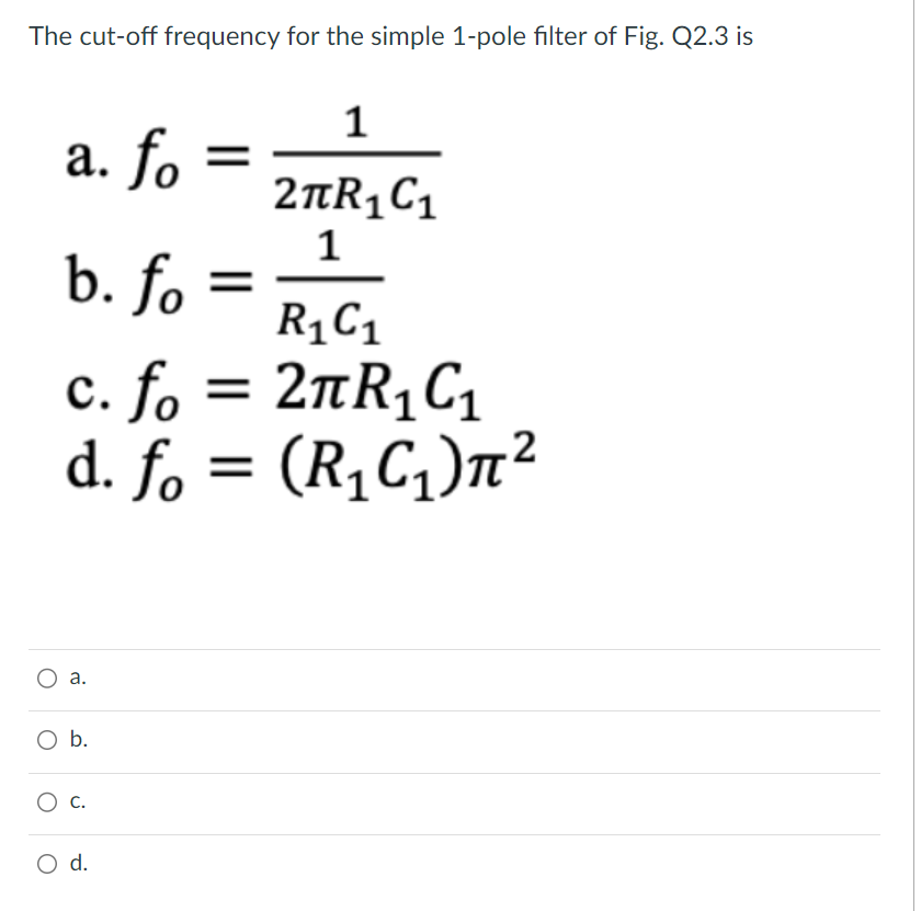 Solved Fig. Q2.3.In the circuit of Fig. Q2.3, R1 and C1 form | Chegg.com