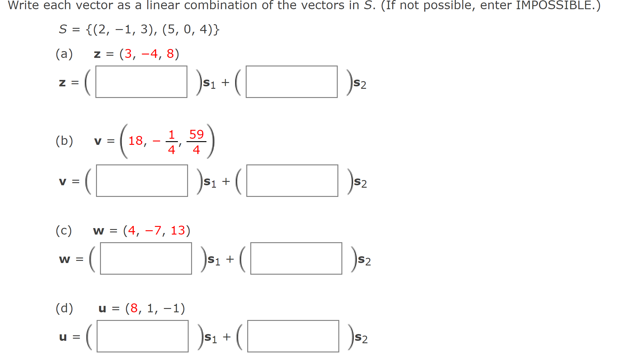 Solved Write each vector as a linear combination of the | Chegg.com