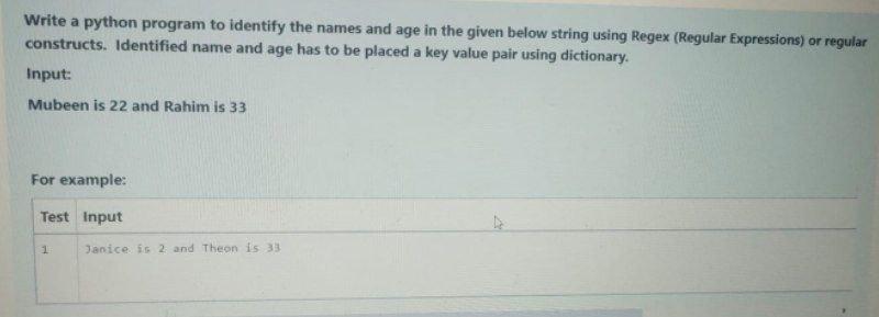 Solved Write a python program to identify the names and age | Chegg.com