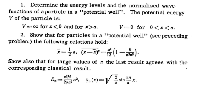 Solved 1. Determine the energy levels and the normalised | Chegg.com