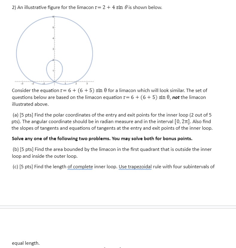 Solved 2) An illustrative figure for the limacon r=2+4sinθ | Chegg.com