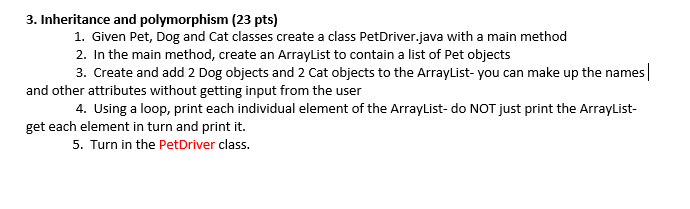 Solved In Java Pet.java public class Pet { protected | Chegg.com