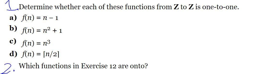Solved 1 Determine Whether Each Of These Functions From Z To