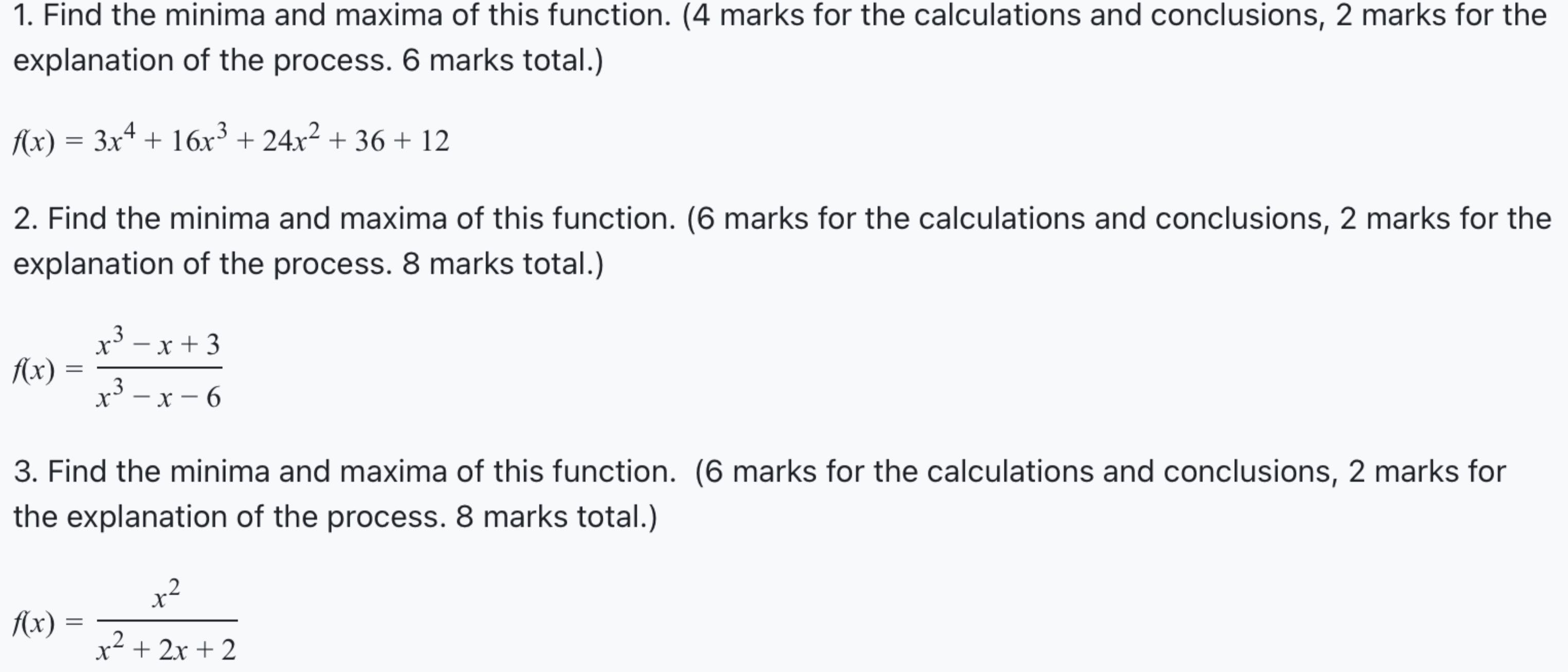 Solved Find the minima and maxima of this function. ( 4 | Chegg.com