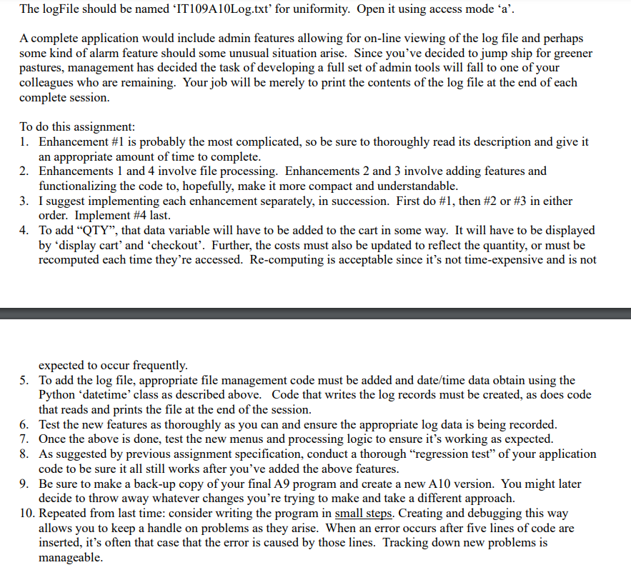 Solved In this assignment you make improvements to the A9 | Chegg.com