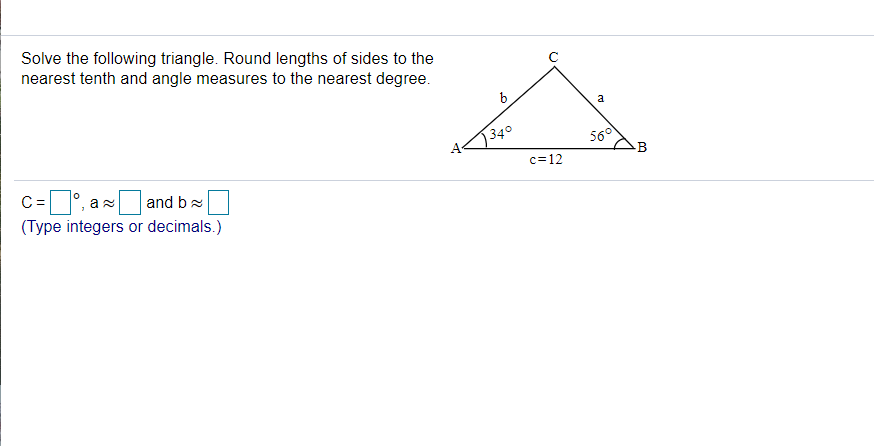 Solved Solve the following triangle. Round lengths of sides | Chegg.com