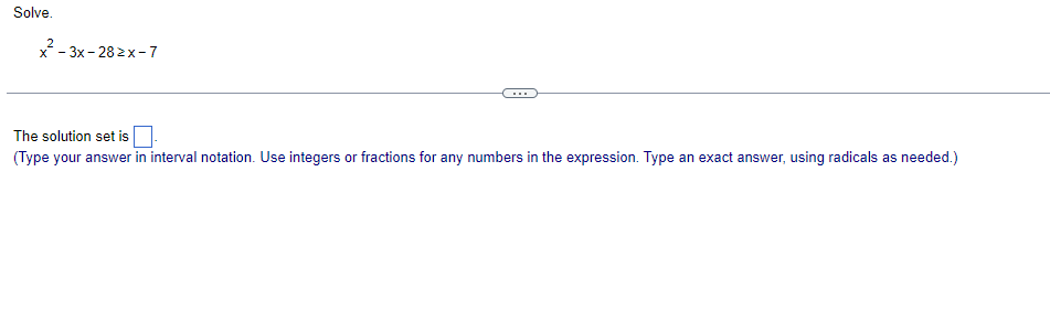 Solved Solve. X? - 3x-282X-7 2 х The solution set is (Type | Chegg.com