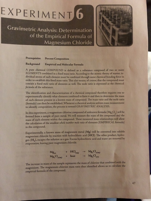 Solved EXPERIMENT 6 Gravimetric Analysis: Determination of | Chegg.com
