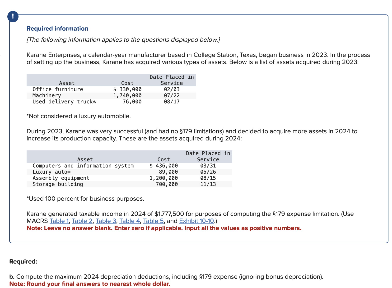 b. ﻿Compute the maximum 2024 ﻿depreciation | Chegg.com