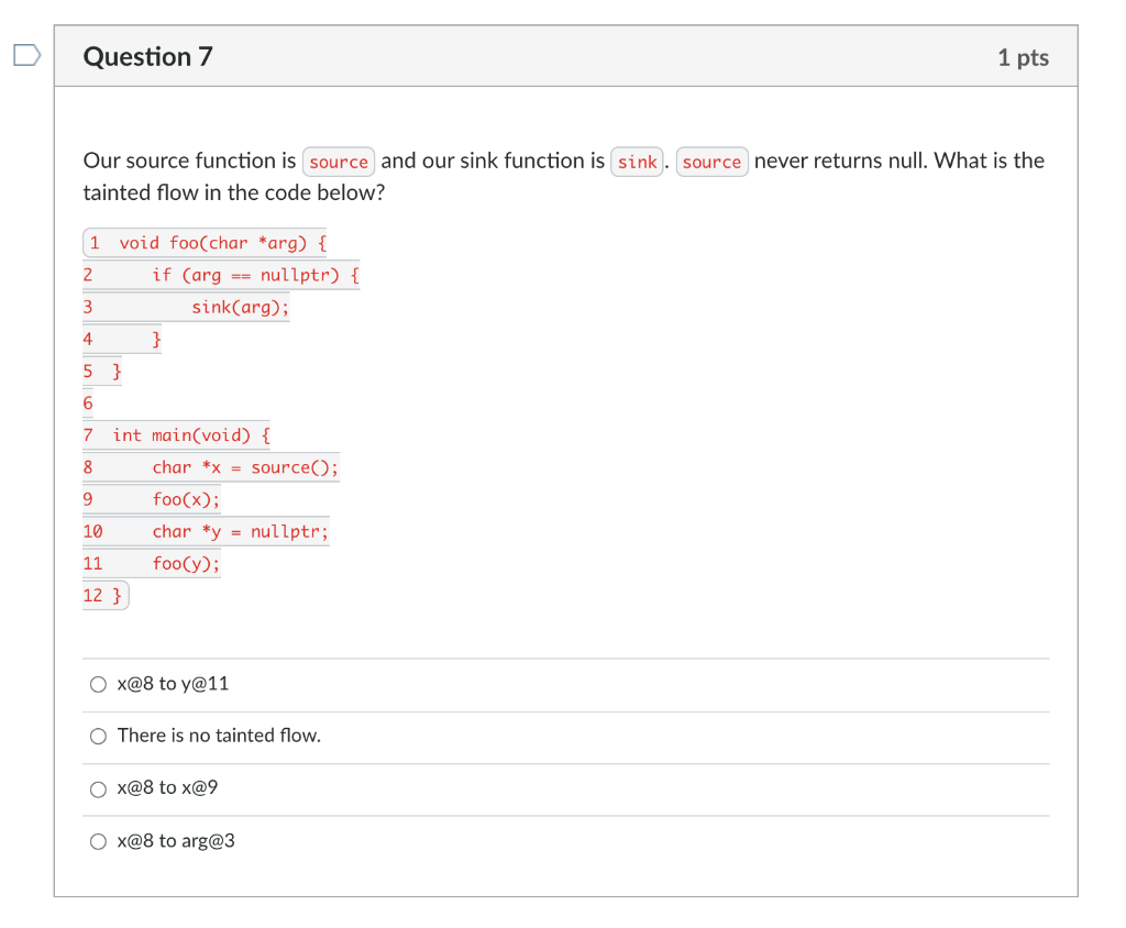 Solved Question 6 1 Pts Our Source Function Is Source And