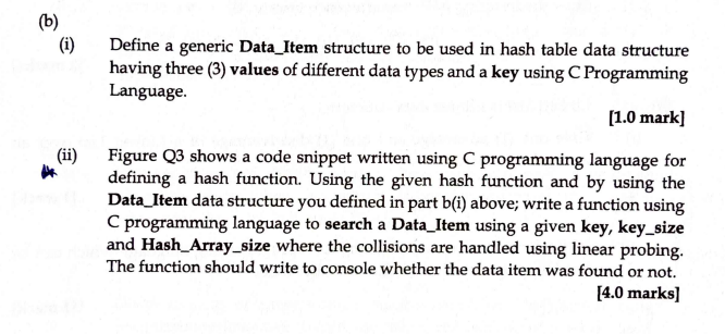 Solved (i) Define a generic Data_Item structure to be used | Chegg.com