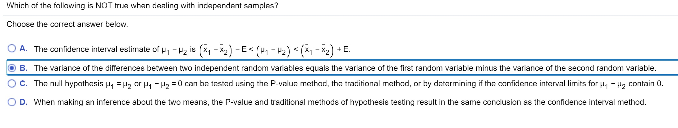 Solved Which of the following is NOT true when dealing with | Chegg.com