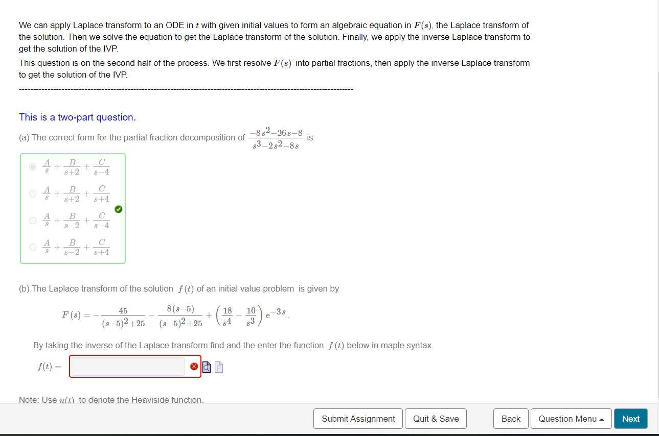 Solved We can apply Laplace transform to an ODE in t with | Chegg.com