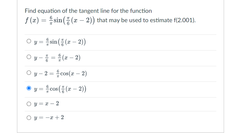 Solved Find equation of the tangent line for the function | Chegg.com